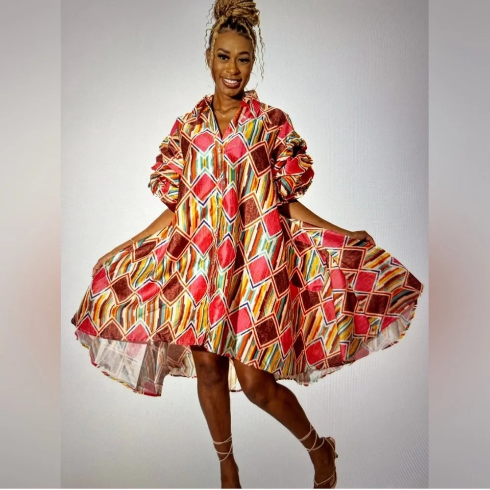 Dresses | Colorful Geometric Pattern Dress | Poshmark